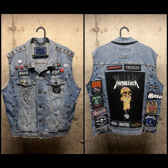 Jackets & Coats | New Custom Metallica Studded Metal Battle Vest ...